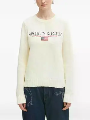 SPORTY & RICH Embroidered Crew-neck Sweater - White