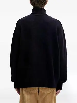 SPORTY & RICH Embroidered Roll Neck Sweater - Blue