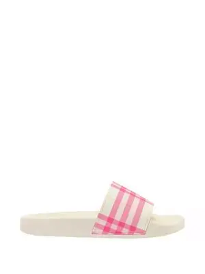 Burberry Check Slides - Neutrals