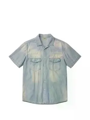 A PAPER KID Denim Short-sleeve Shirt - Blue