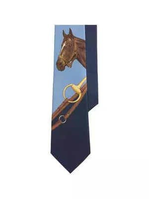 Polo Ralph Lauren Equestrian-print Silk Neck Tie - Blue