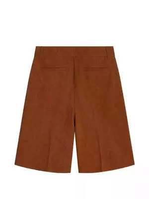 A PAPER KID Pleated Linen Shorts - Brown