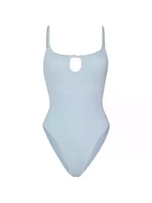 Hunza G Mia Beaded Crinkle Swimsuit - Blue