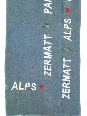 BENARAS BY CITRUS Embroidered Fringed Scarf