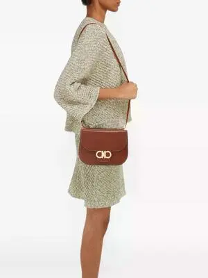 FERRAGAMO Double Gancini Crossbody Bag - Brown