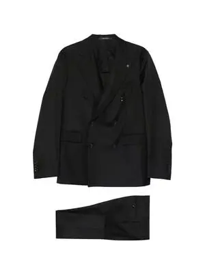 Tagliatore Cotton Double-breasted Suit - Black