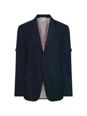 Thom Browne Wool Seersucker Sportcoat With Armbands - Grey