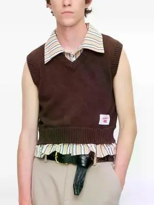 CHARLES JEFFREY Cropped Vest Shirt - Brown