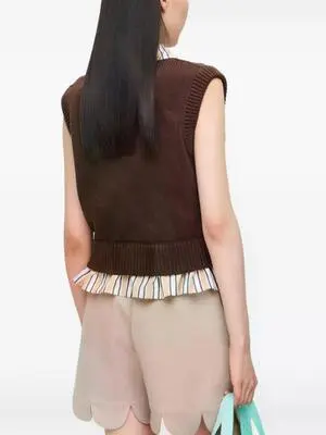 CHARLES JEFFREY Cropped Vest Shirt - Brown