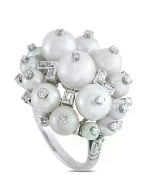 LB EXCLUSIVE Diamond And Pearl Embellished Ring - Silver