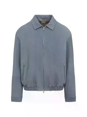 Brunello Cucinelli Zip Leather Jacket - Blue