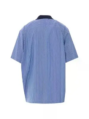 Sacai Striped Zip Polo Shirt - Blue