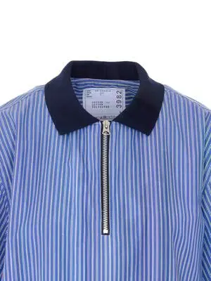 Sacai Striped Zip Polo Shirt - Blue