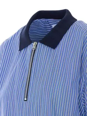 Sacai Striped Zip Polo Shirt - Blue