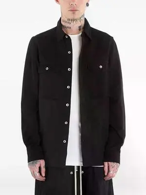 Rick Owens Outershirt Buttoned-up Cotton Jacket - Black