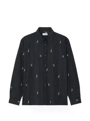 Lacoste Pinstripe Tennis-print Shirt - Black