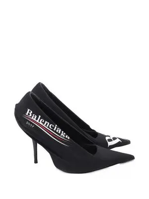 Balenciaga Logo-print Pointed Pumps - Black