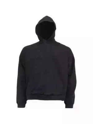 Balenciaga 2021 Embroidered-logo Hoodie - Black