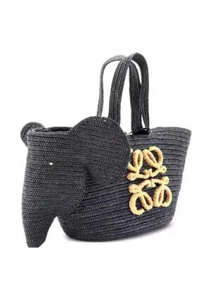 Loewe Elephant Basket Raffia Tote Bag