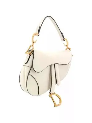 Dior Saddle Handbag Leather Mini Shoulder Bag - White