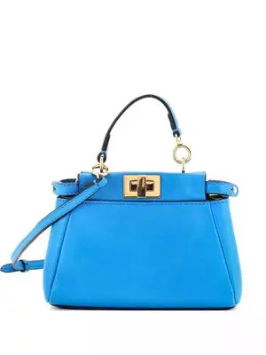 Fendi Peekaboo Bag Leather Nano Crossbody Bag - Blue