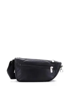 Burberry Shield Messenger Bag Leather Medium Crossbody Bag - Black