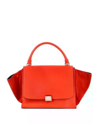Celine Trapeze Leather Medium Satchel - Red