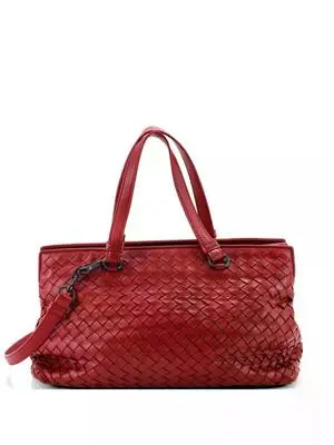 Bottega Veneta 2-pocket Convertible Intrecciato Nappa Medium Tote Bag - Red