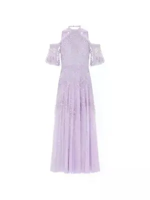 NEEDLE & THREAD Scallop Halterneck Gown Maxi Dress - Purple