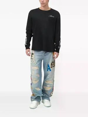 Amiri Varsity Patch Baggy Jeans - Blue