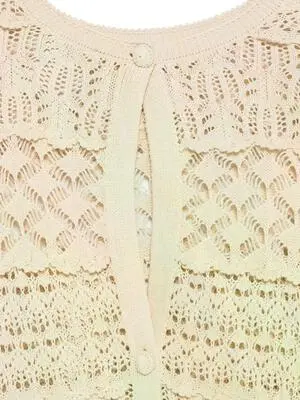SEMICOUTURE Tiered Crochet Knit Cardigan - Neutrals