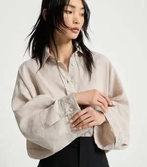 Brunello Cucinelli Linen Embellished Shirt