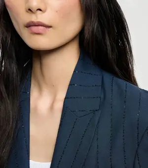 Brunello Cucinelli Chalk Stripe Belted Blazer