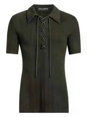 Dolce & Gabbana Lace-up Polo Shirt - Green