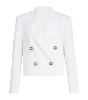 Brunello Cucinelli Cotton-paper Yarn Cropped Blazer - Beige
