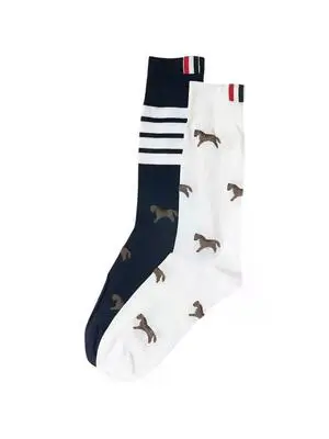 Thom Browne Stripes Horse-print Socks