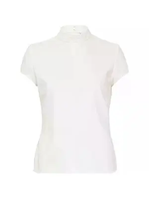 COURREGES Mock-neck Short-sleeve Top - White