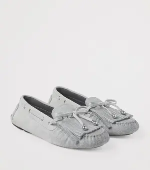 JIMMY CHOO Manon Suede Loafers - Grey