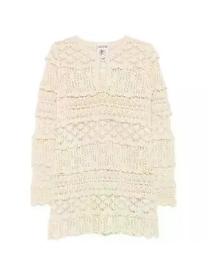 SEMICOUTURE Ruffled Openwork Mini Dress - Neutrals