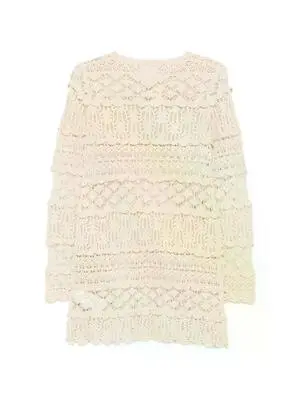SEMICOUTURE Ruffled Openwork Mini Dress - Neutrals