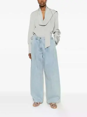 SYSTEM Pleated Wide Leg Jeans