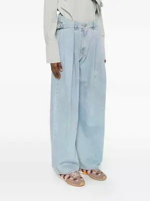 SYSTEM Pleated Wide Leg Jeans