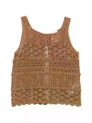 SEMICOUTURE Openwork Top - Brown