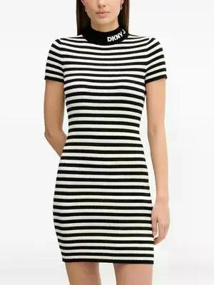 Dkny Striped Roll-neck Dress
