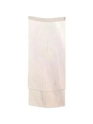 Elisabetta Franchi Fringed Midi Skirt - Neutrals