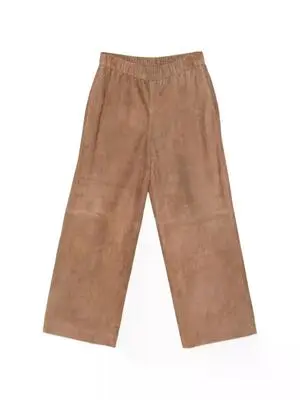MANZONI 24 Elasticated Leather Trousers - Brown