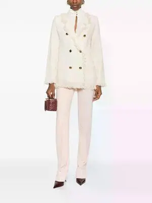 Elisabetta Franchi Fringed Double-breasted Blazer - Neutrals