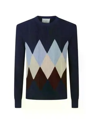 BALLANTYNE Argyle Crew-neck Sweater - Blue