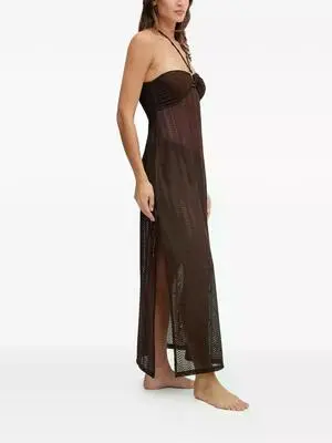 Melissa Odabash Harriet Ring-detail Halterneck Maxi Dress - Brown