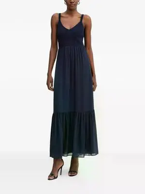 Michael Kors Smocked Ruffled Maxi Dress - Blue